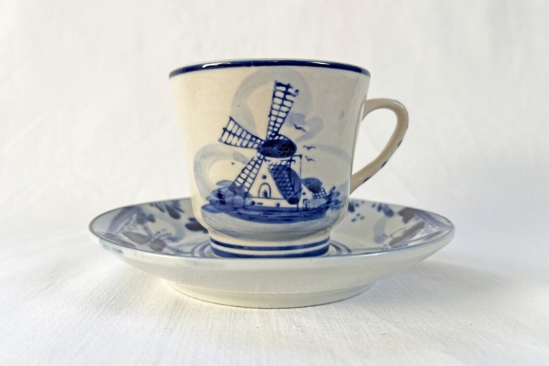 Blue and White Delft Cup and Saucer - "delft Deco" (please Read ...