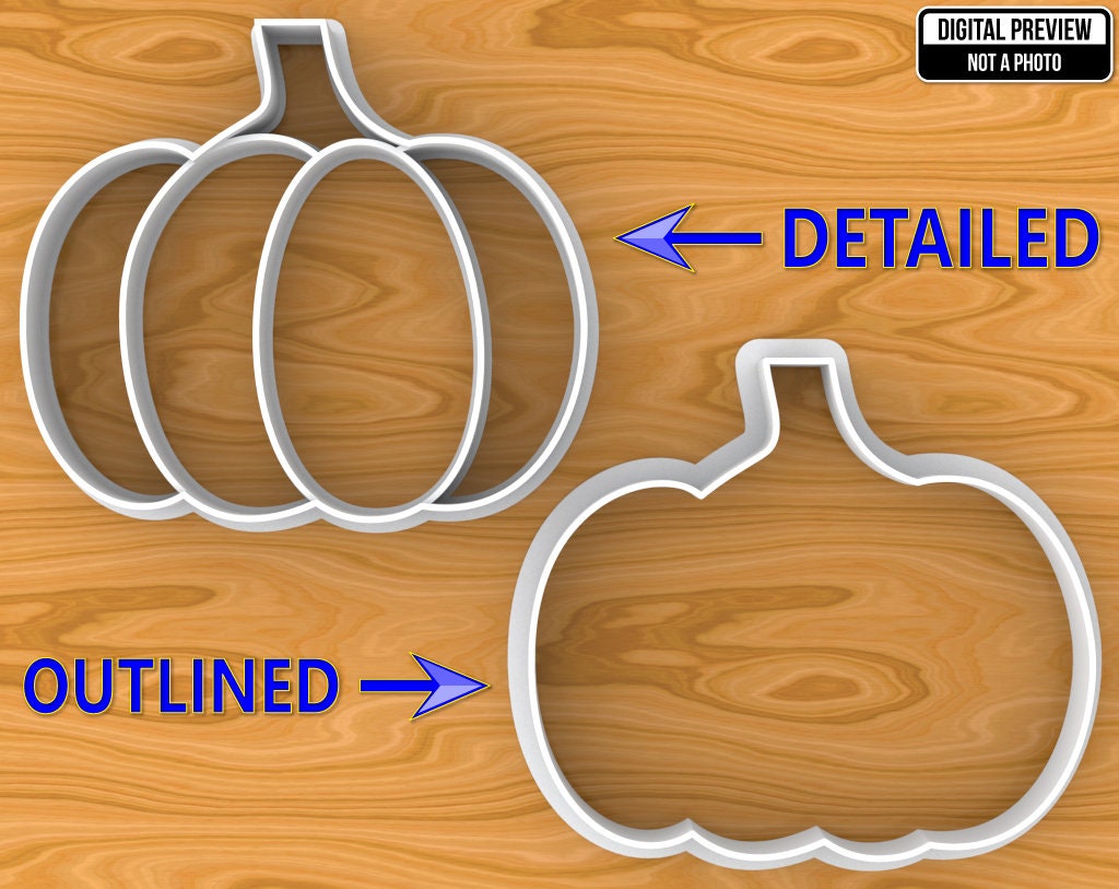 Pumpkin Cookie Cutter Detailed or Outlined Appearance | Etsy