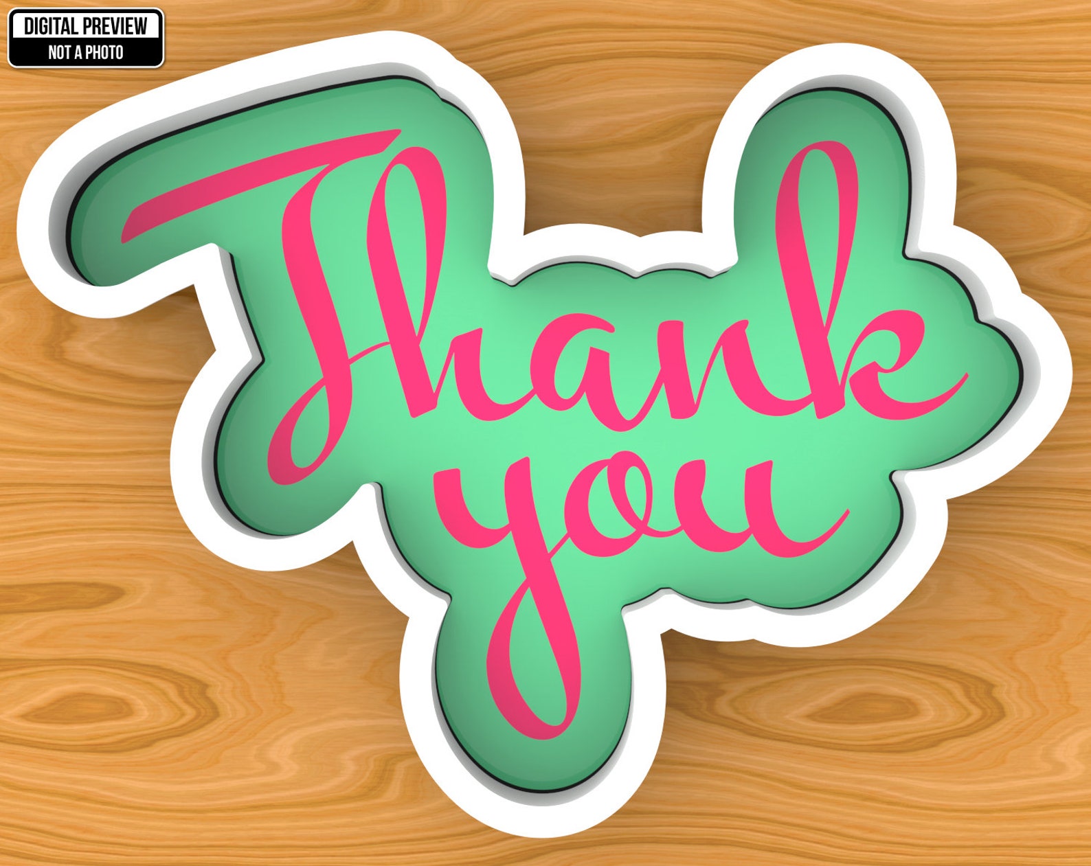 Thank You Hand Lettered Cookie Cutter Selectable Sizes Sharp Etsy