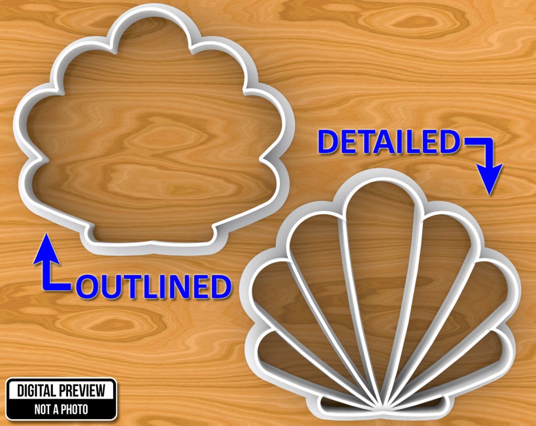 Sea Shell Cookie Cutter, Detailed or Outlined, Selectable Sizes - Etsy