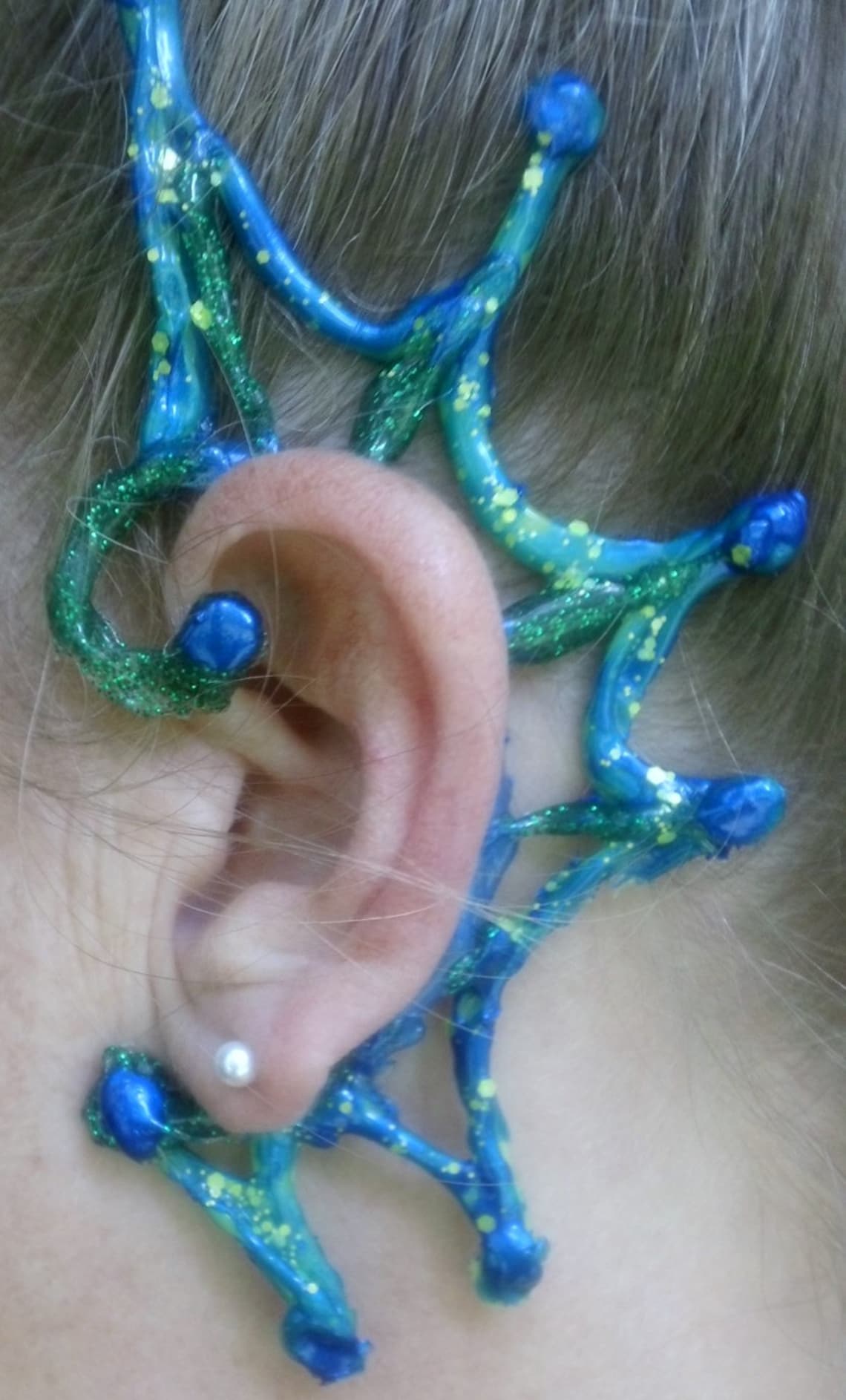 Mermaid ear cuffs blue and green | Etsy