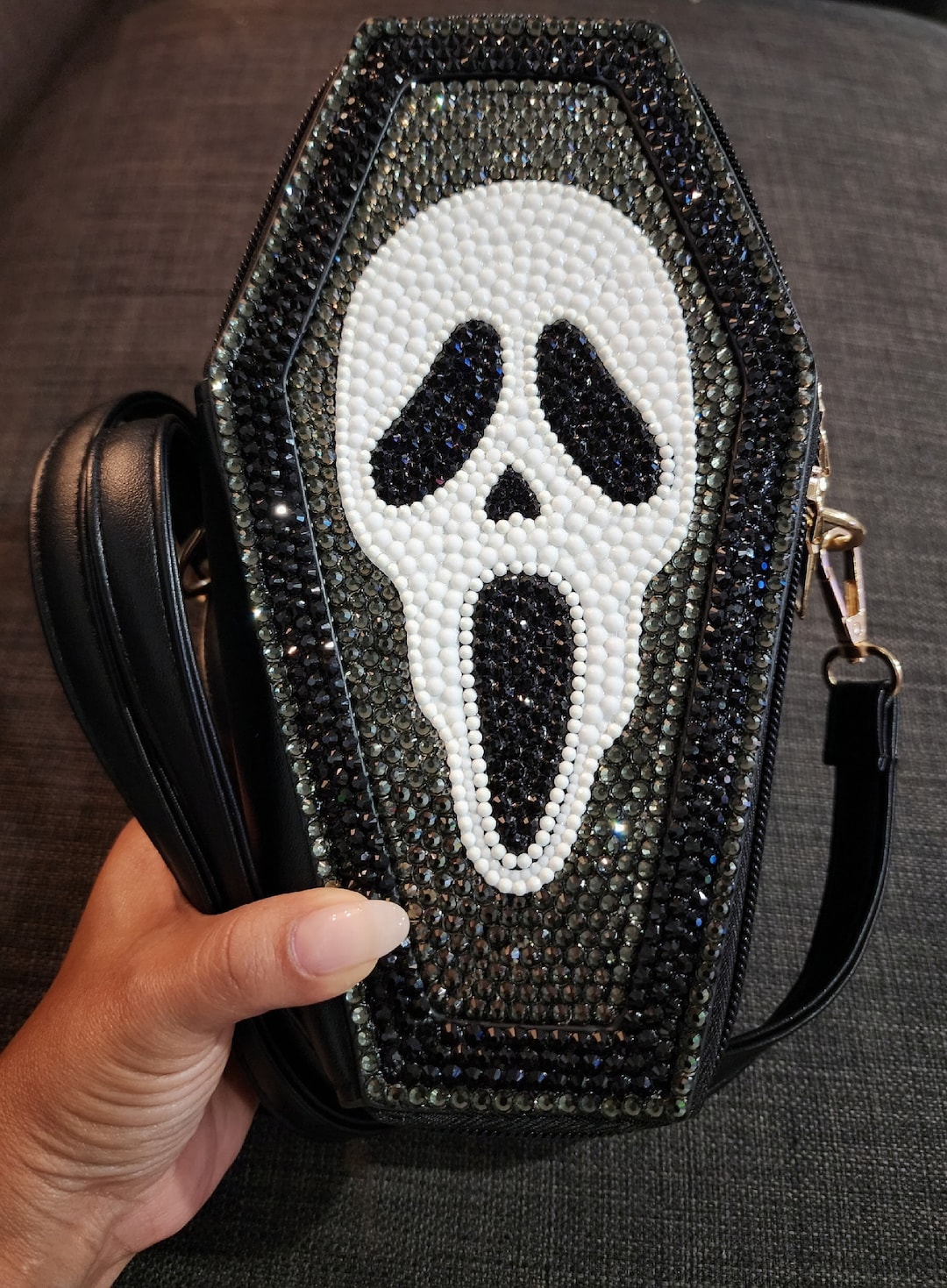 Halloween Rhinestone Ghostface Coffin Purse/crossbody Glow-in-the-dark ...