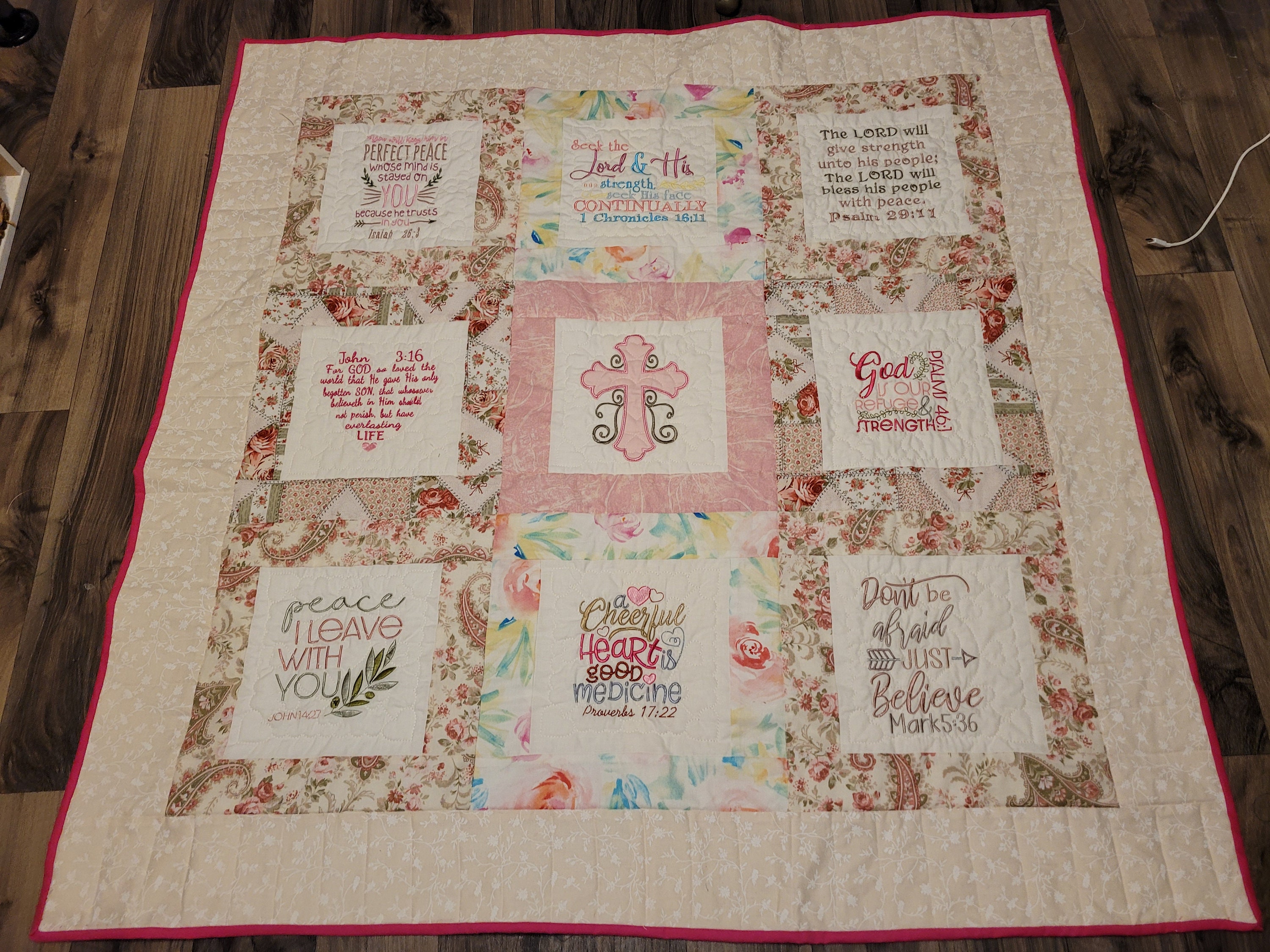 Embroidered Scripture Quilt, Bible Verses, Bible Blocks, Embroidery ...