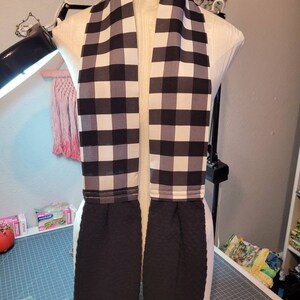 Kitchen Neck Towel/cooking Scarf. Black & White Checked Fabric - Etsy
