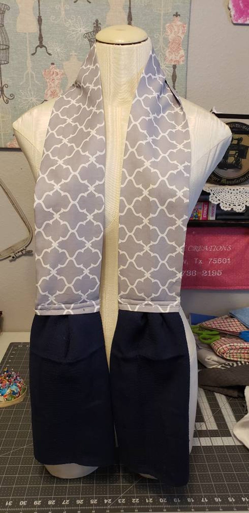 Gray & White Kitchen Neck Towel/cooking Scarf Aka Kitchen Boa - Etsy