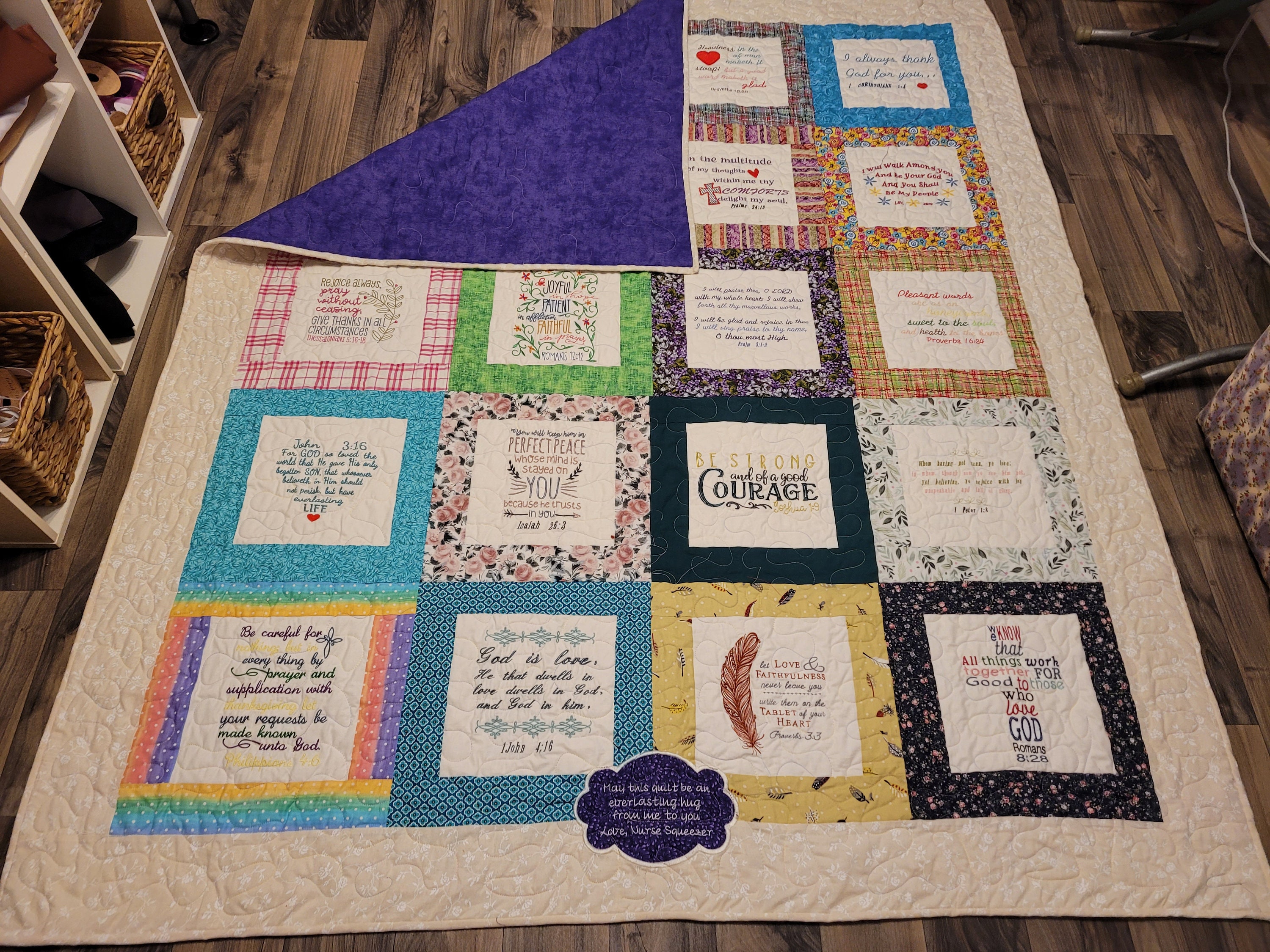 Embroidered Scripture Quilt, Bible Verses, Bible Blocks, Embroidery ...