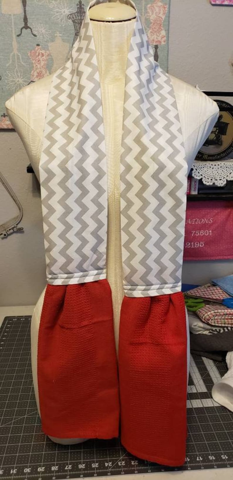 Gray & White Kitchen Neck Towel/cooking Scarf Aka Kitchen Boa | Etsy