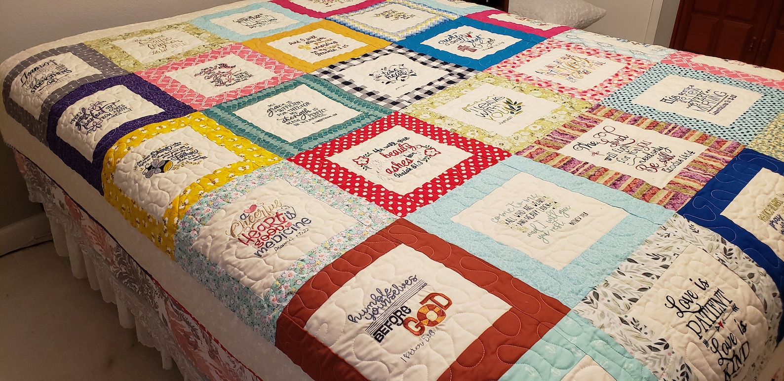 Embroidered Scripture Quilt, Bible Verses, Bible Blocks, Embroidery ...