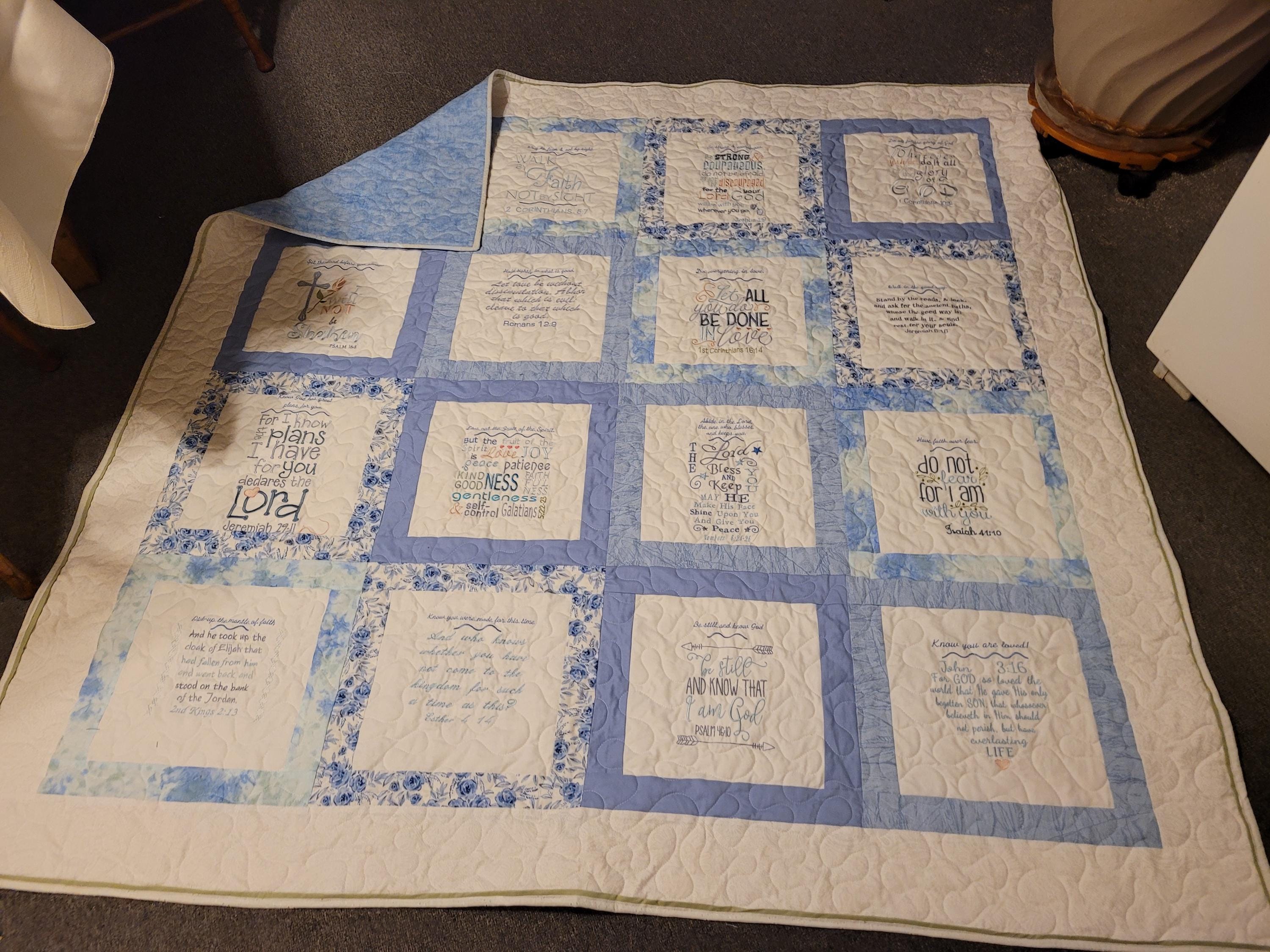 Embroidered Scripture Quilt, Bible Verses, Bible Blocks, Embroidery ...