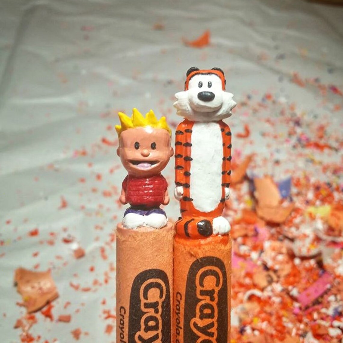 Calvin and Hobbes Crayon Carving - Etsy
