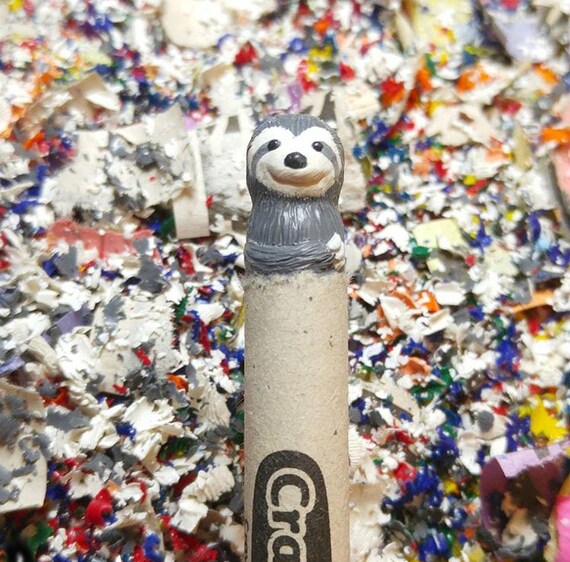Sloth Crayon Carving | Etsy