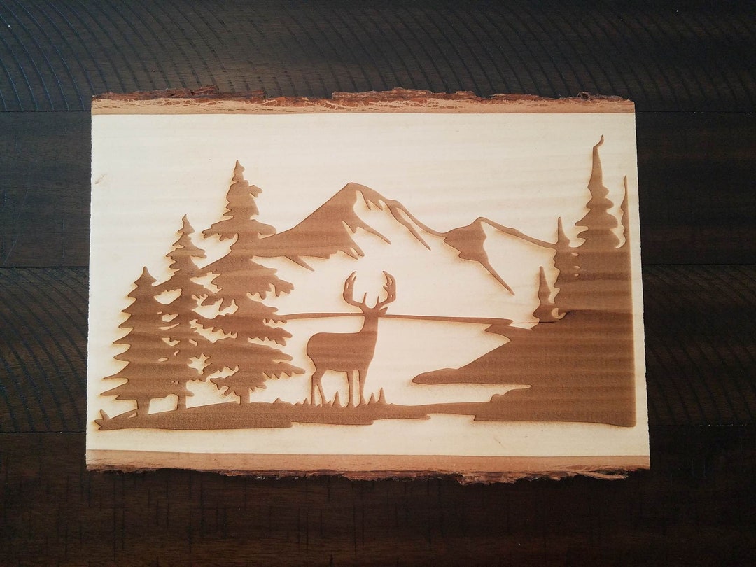 Laser Engraved Live Edge Sign, Deer - Etsy