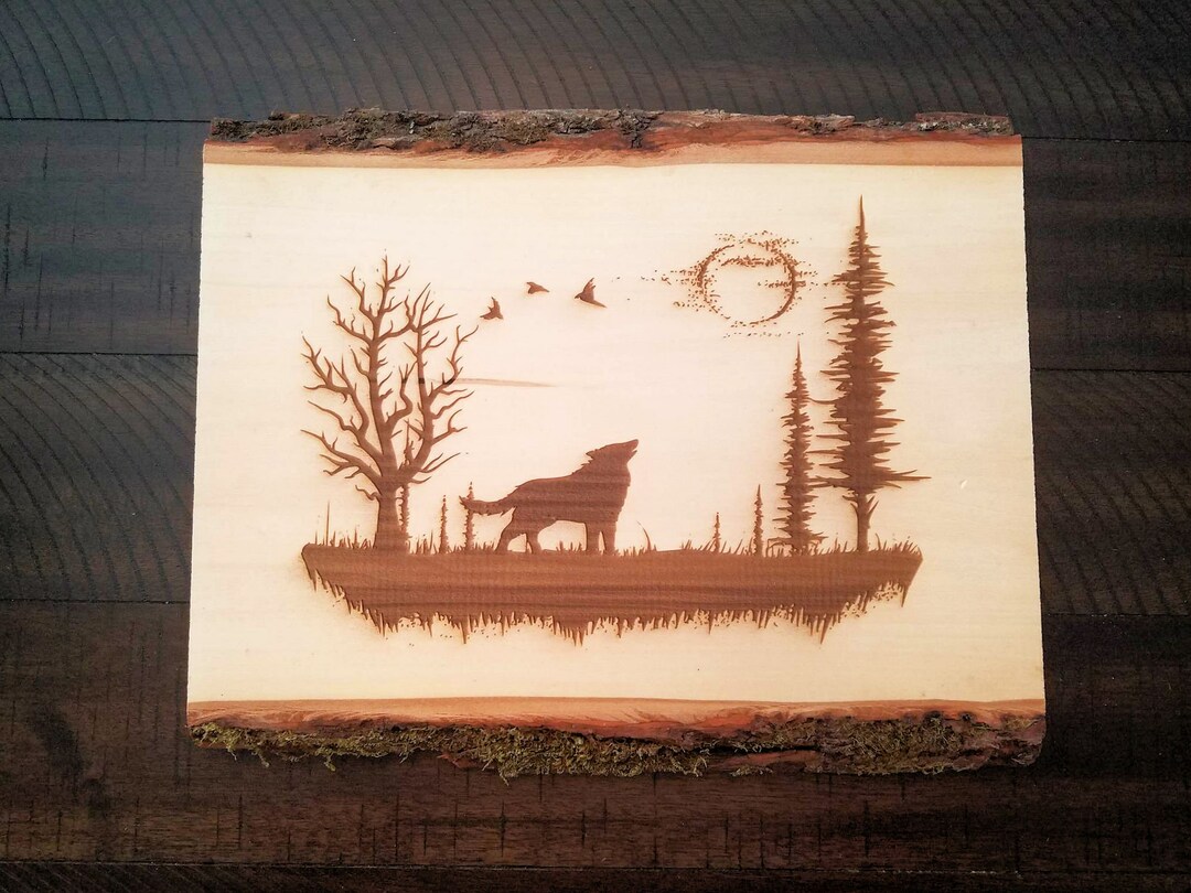 Laser Engraved Live Edge Sign, Wolf - Etsy