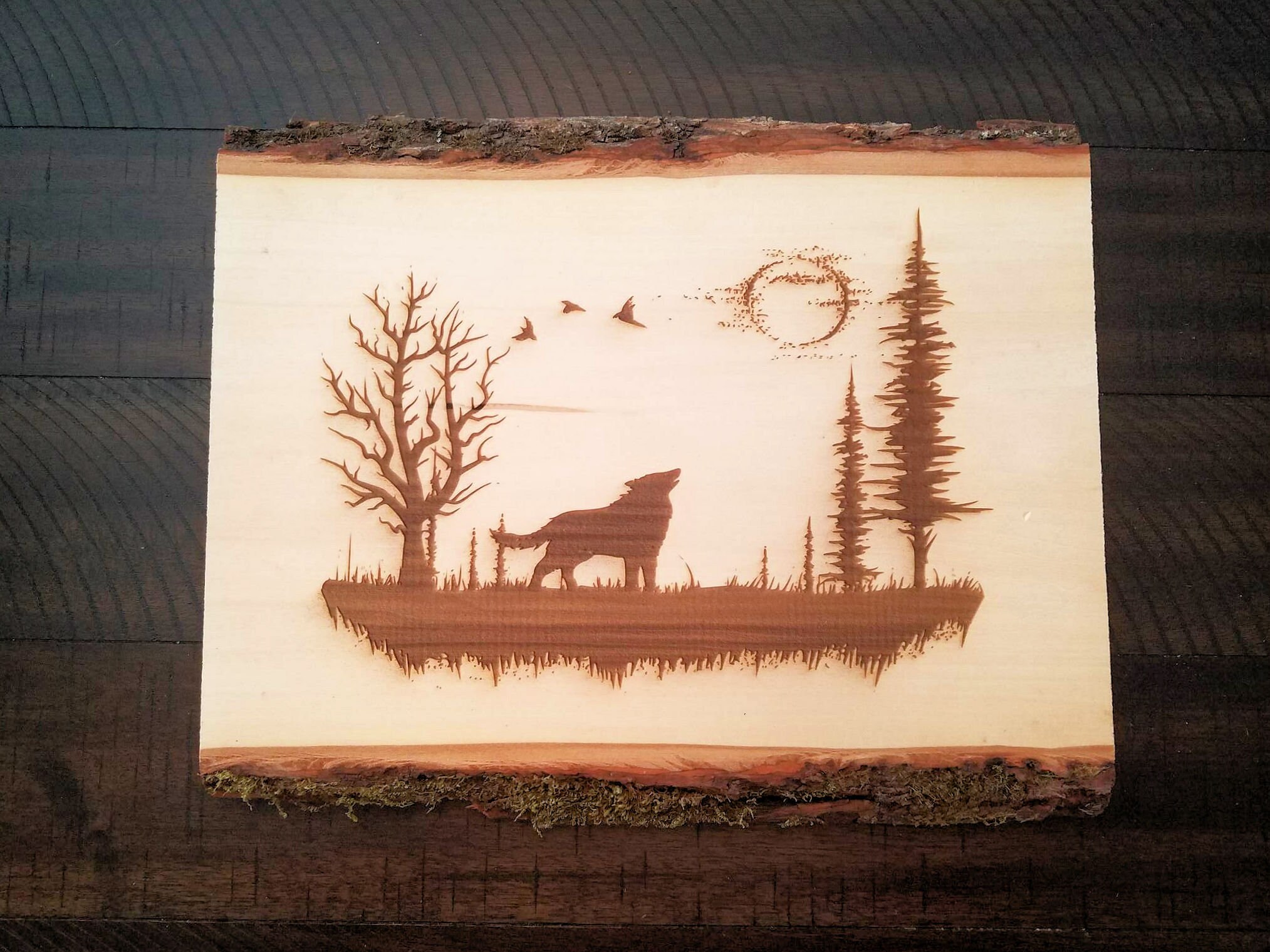 Laser Engraved Live Edge Sign, Wolf - Etsy