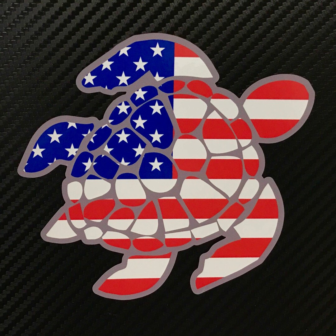 Sea Turtle American Flag Vinyl Sticker Decal Custom - Etsy