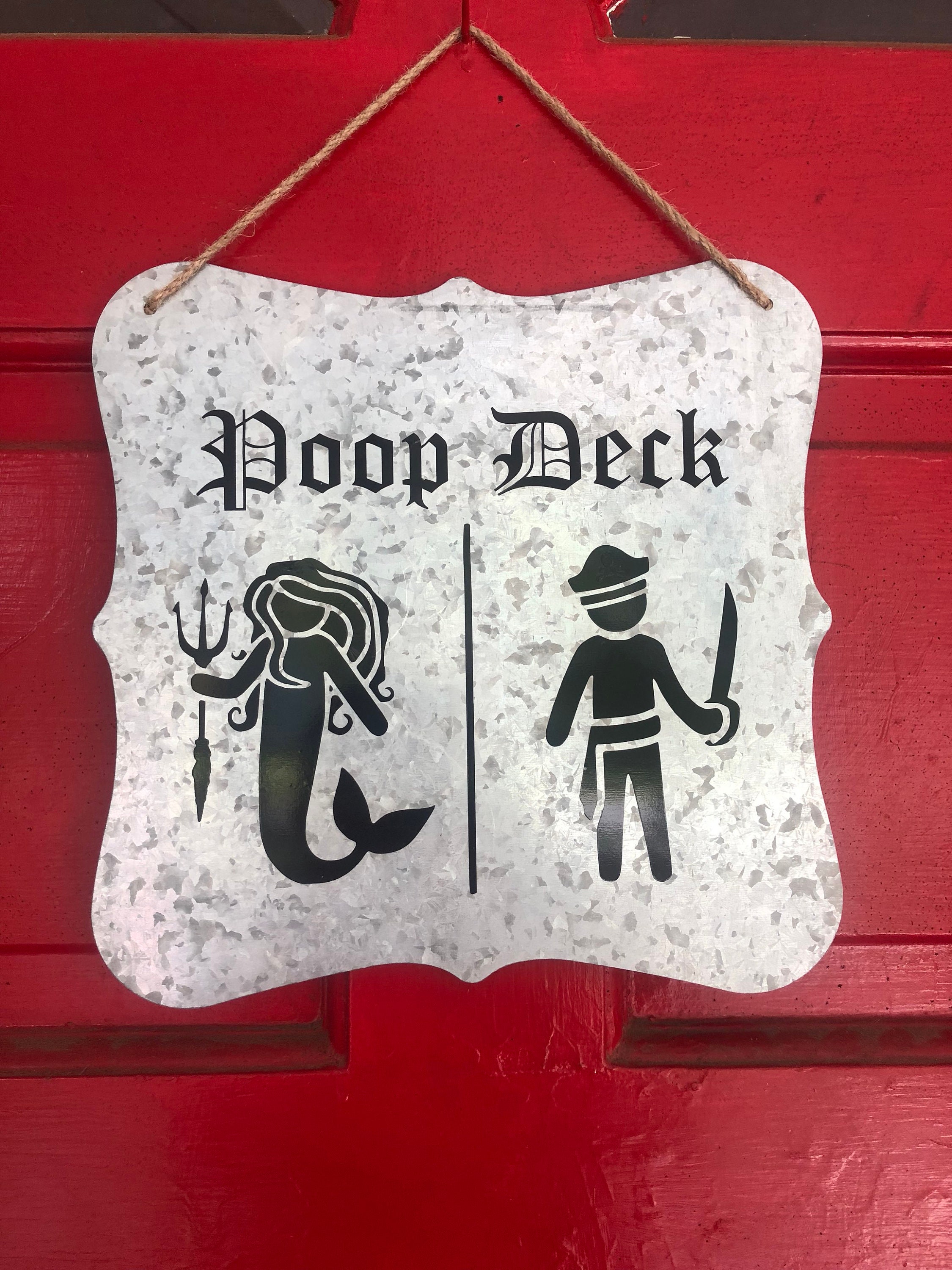 Bathroom Signs Poop Deck Sign Mermaid Sign Pirate Sign | Etsy