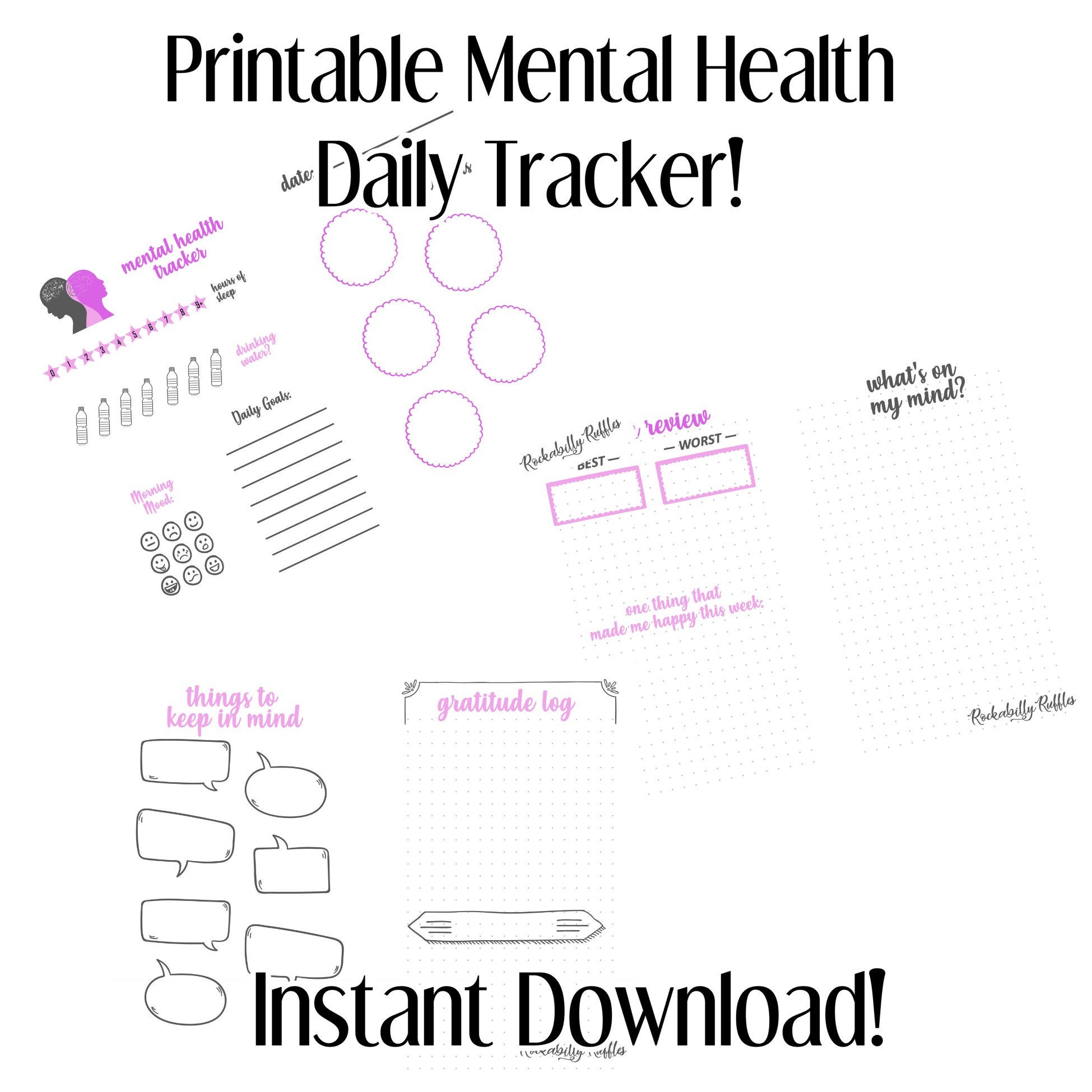 Mental Health Tracker, Mental Health Tracker Printable, Mood Journal ...