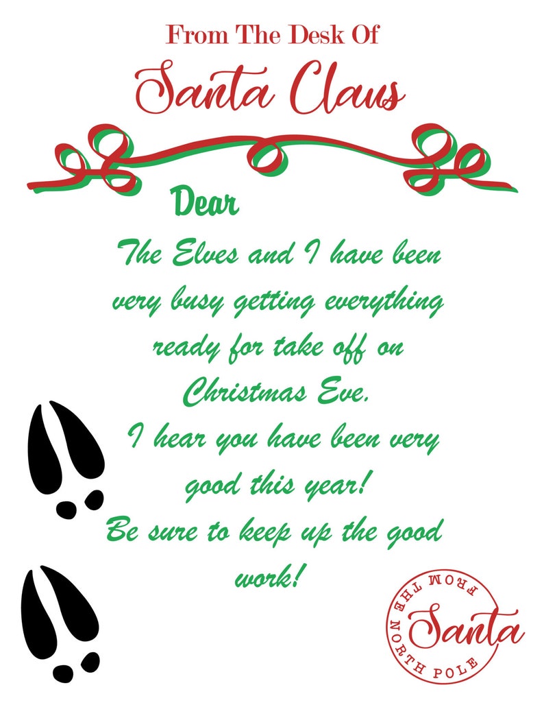 Printable Santa Letter Santa Letter Template Official Letter From Santa Santas Nice List