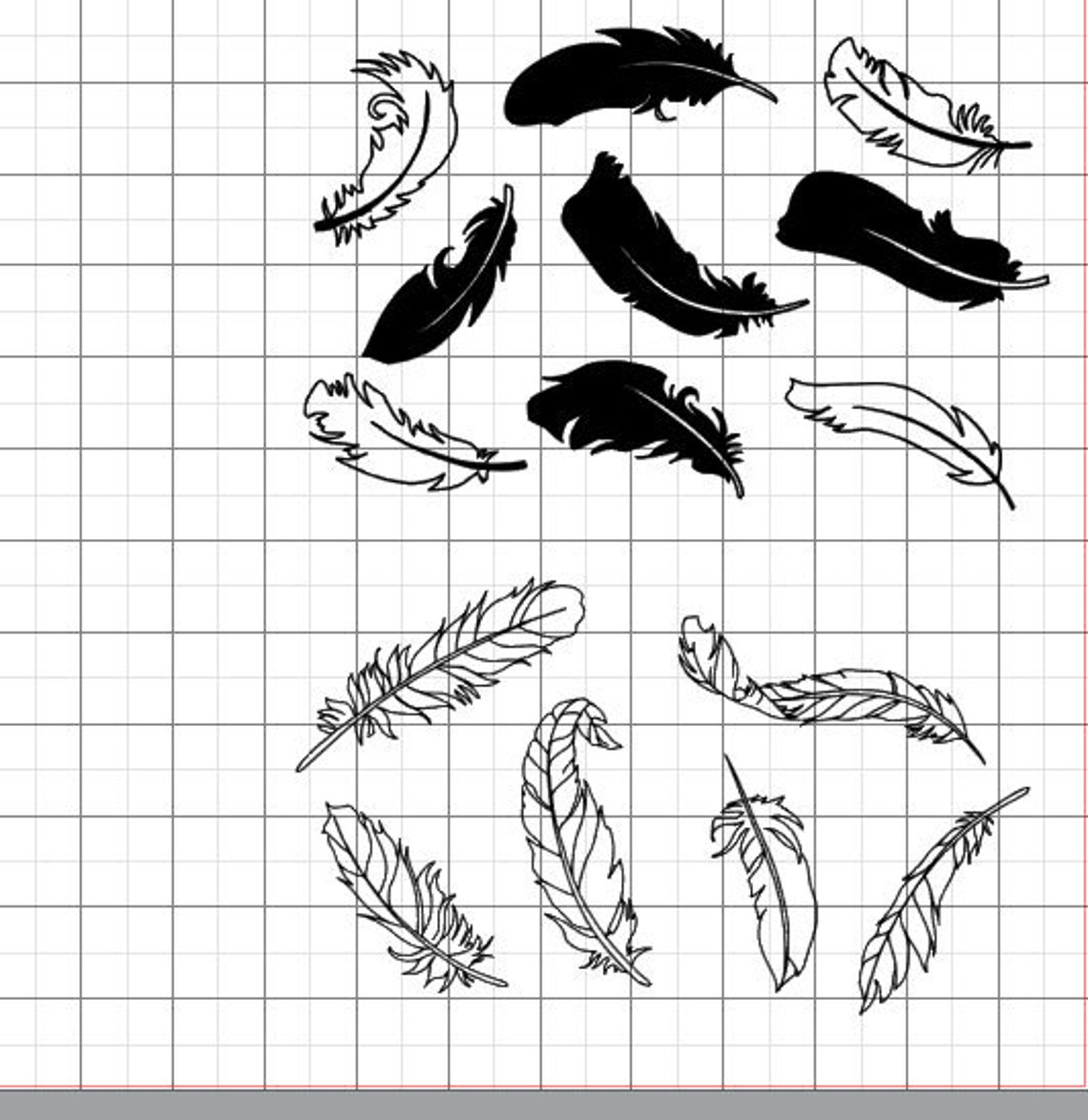 Feather Bundle SVG Feather Svg Boho Svg Feather Memorial - Etsy