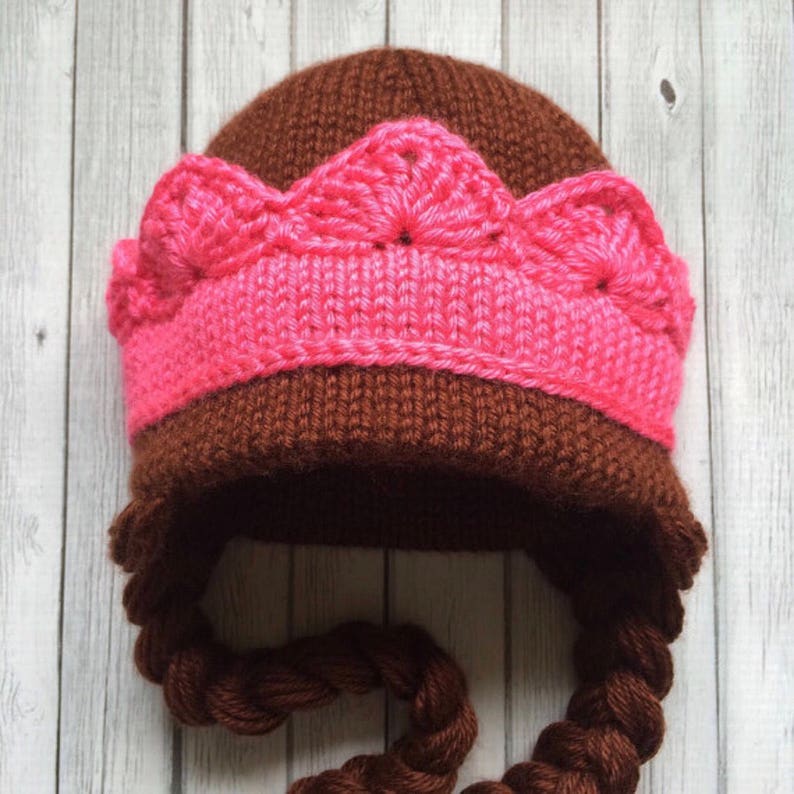 Princess hat Princess crown hat with pigtails Pigtail hat | Etsy