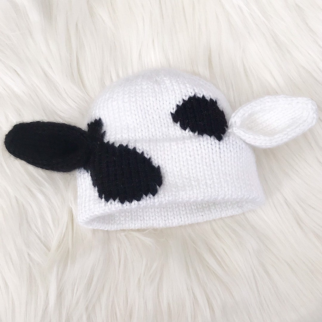 Knit Cow Hat, Farm Animal Beanie, Cow Themed Baby Shower, Baby Calf ...