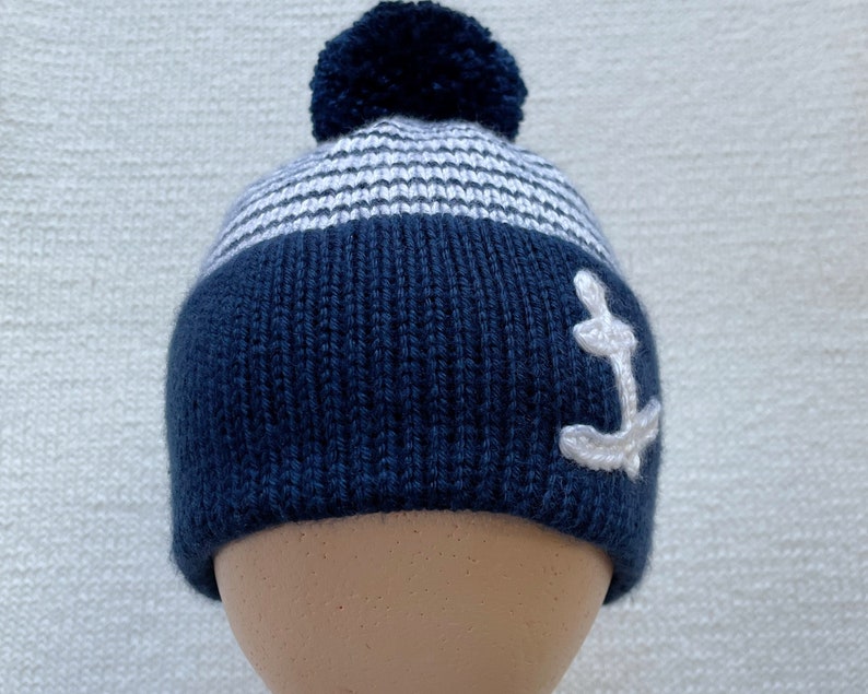 Knit Anchor Hat Anchor Hat Nautical Hat Blue Striped Anchor - Etsy
