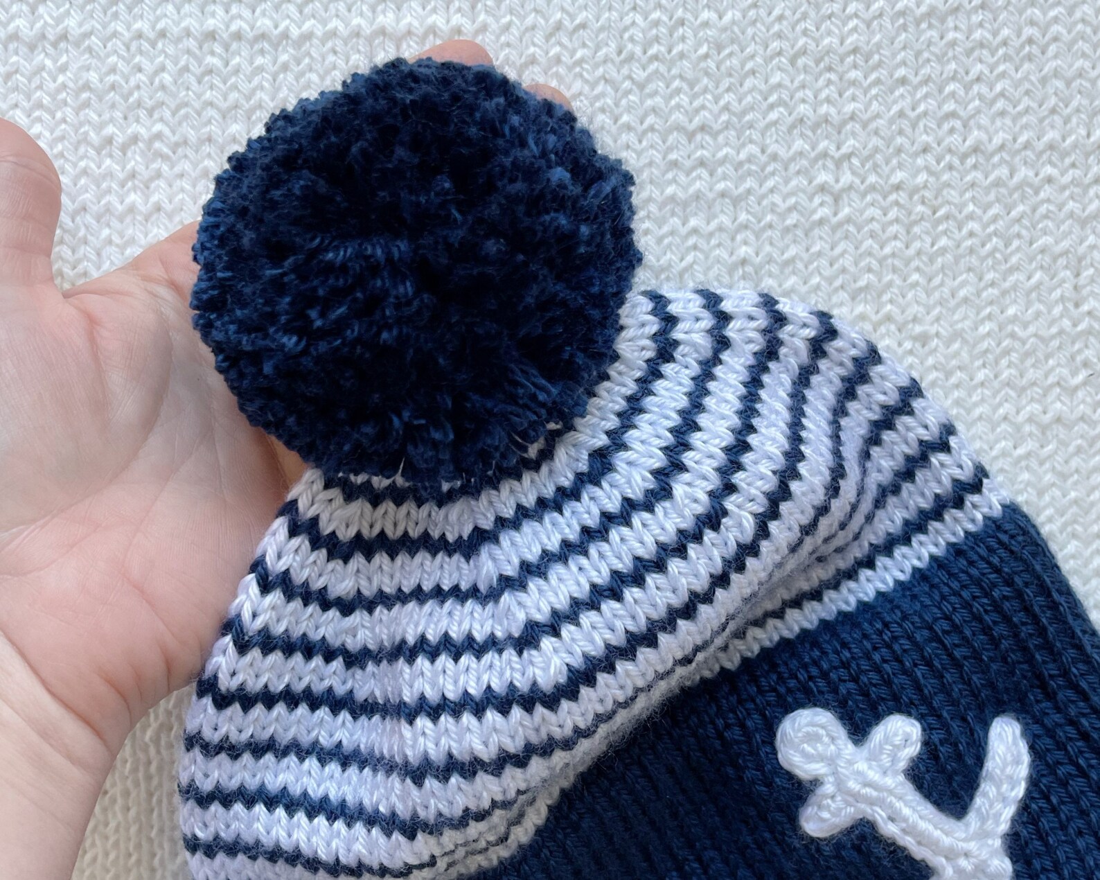 Knit Anchor Hat Anchor Hat Nautical Hat Blue Striped Anchor - Etsy