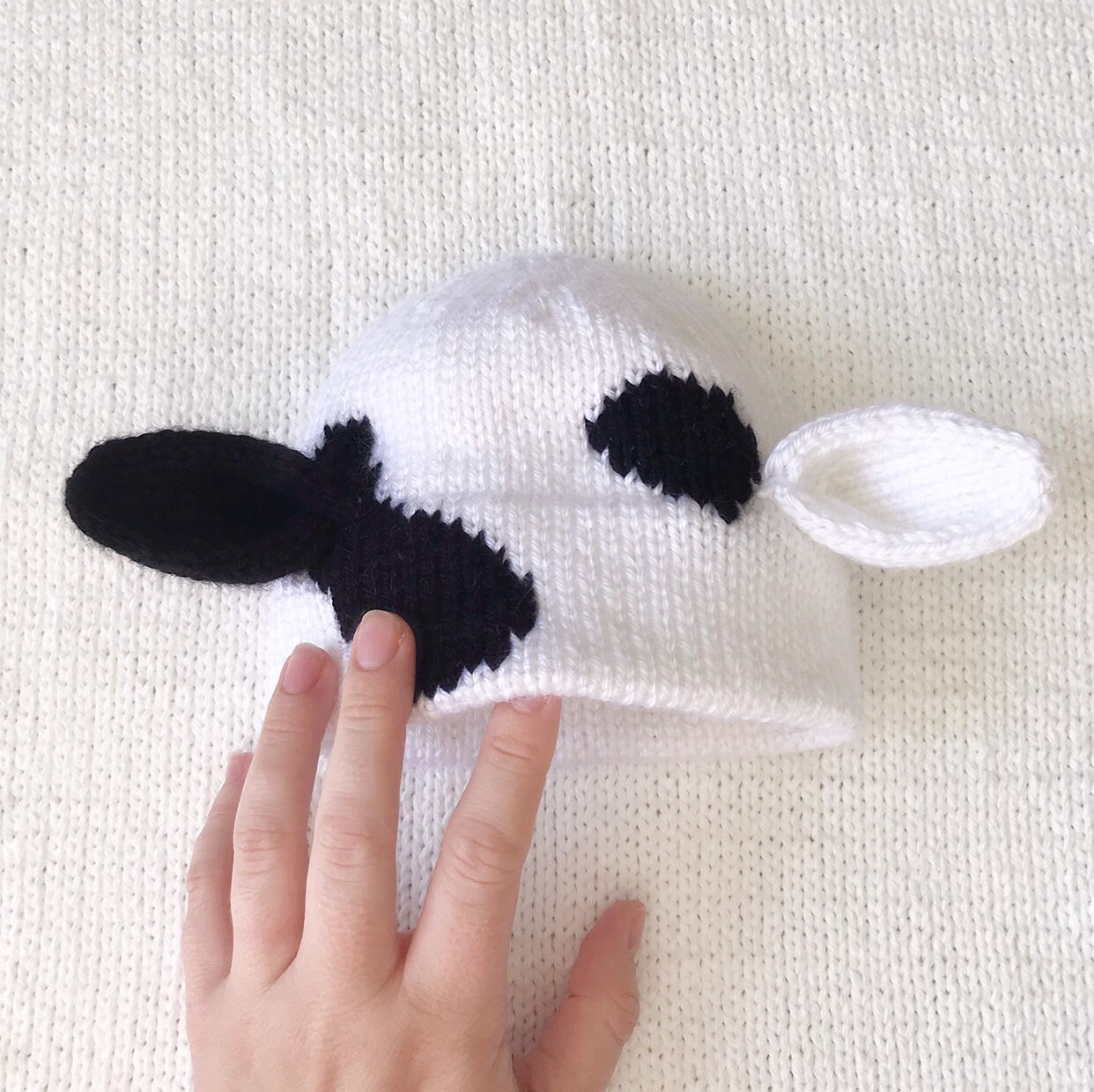 Knit Cow Hat, Farm Animal Beanie, Cow Themed Baby Shower, Baby Calf ...