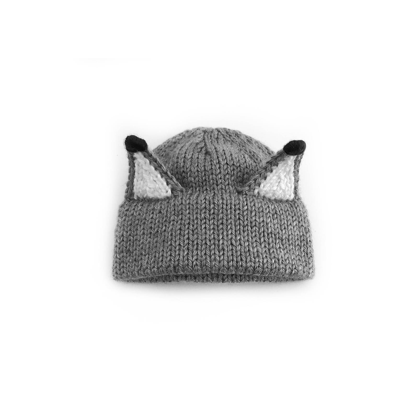 Wolf Hat- Husky Hat, Knit Wolf Hat, Knit Husky Hat, Wolf Ears, Hat With ...