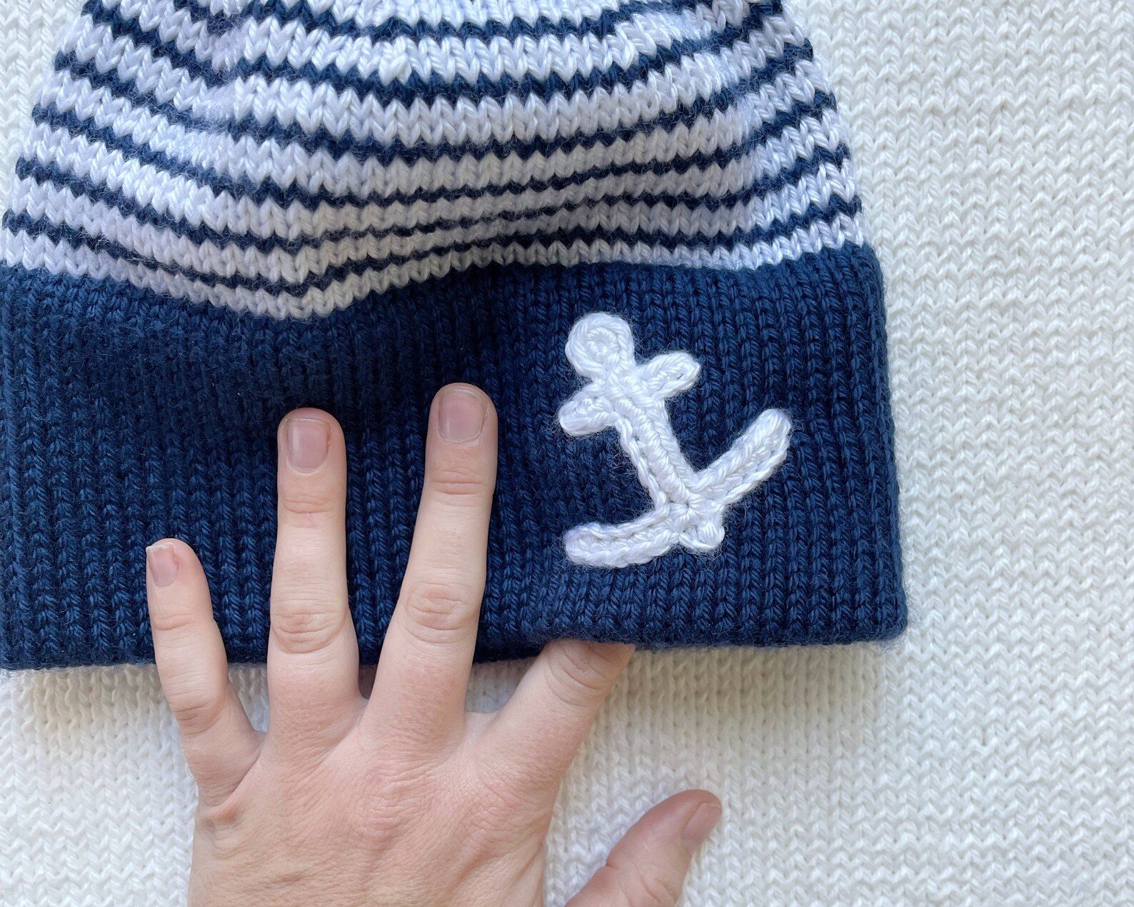 Knit Anchor Hat Anchor Hat Nautical Hat Blue Striped Anchor - Etsy