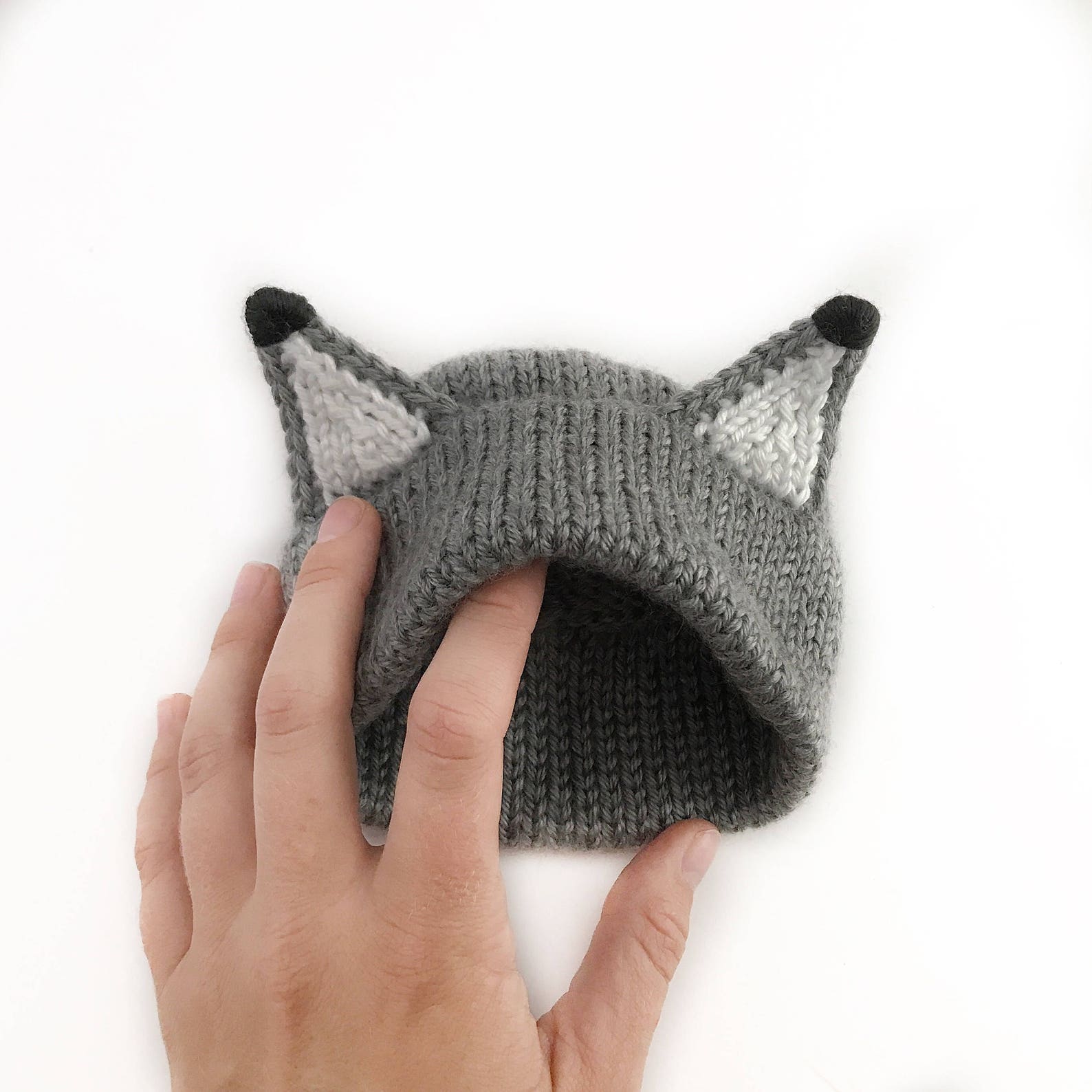 Wolf Hat- Husky Hat, Knit Wolf Hat, Knit Husky Hat, Wolf Ears, Hat With ...