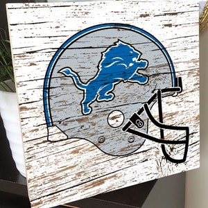 Detroit Football Team Helmet Logo Wood Sign | 10 X 10 | Wall Art ...