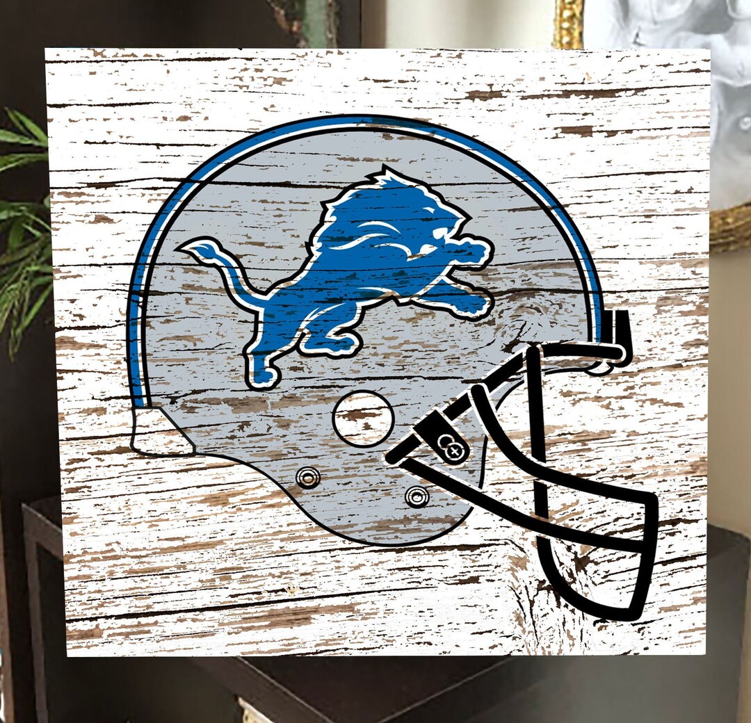 Detroit Football Team Helmet Logo Wood Sign | 10 X 10 | Wall Art ...