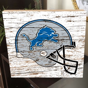 Detroit Football Team Helmet Logo Wood Sign | 10 X 10 | Wall Art ...