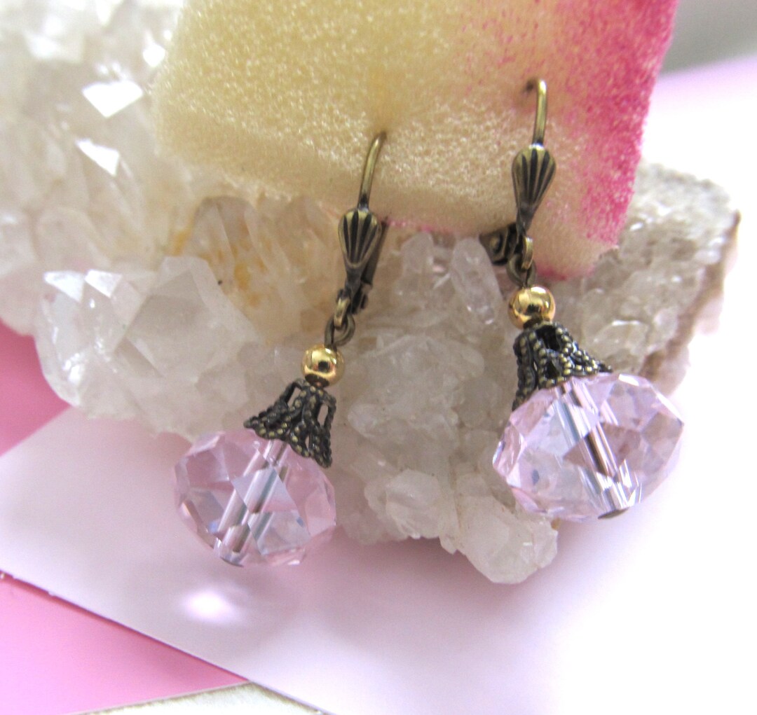 Vintage Inspired Earrings by Diane Kirkup Soft Pink Glass Beads ...