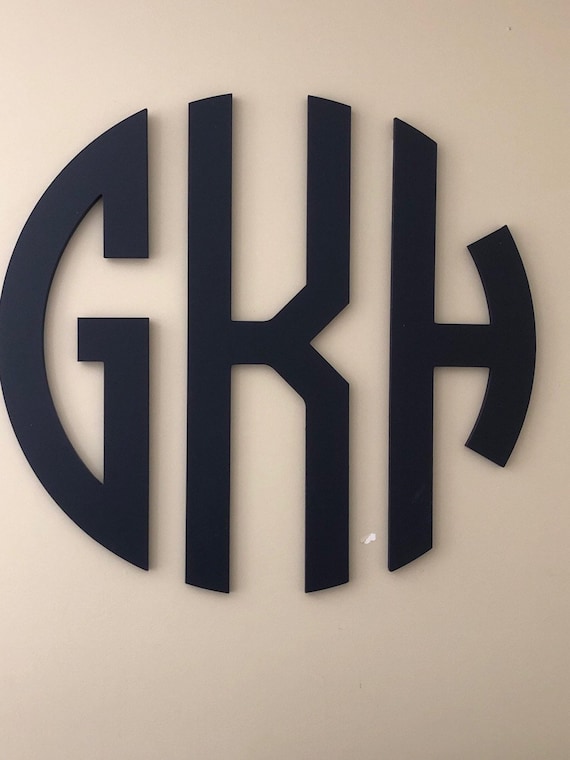 24 Wooden Circular Monogram Wooden Monogram Wall | Etsy