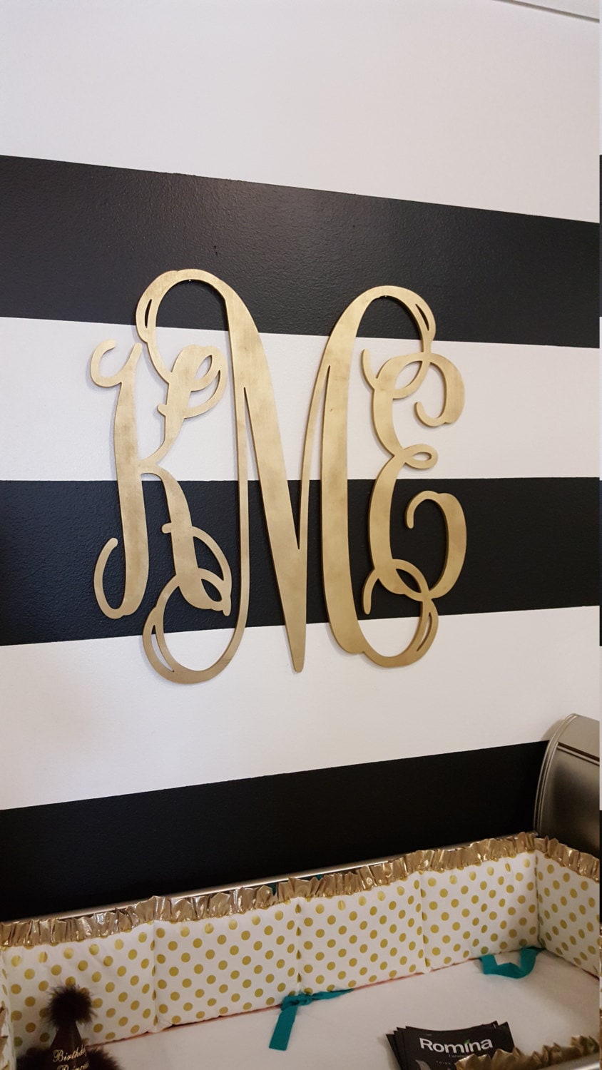 Gold Monogram - Wall Hanging - Wall Letters - Custom Painted Monogram ...