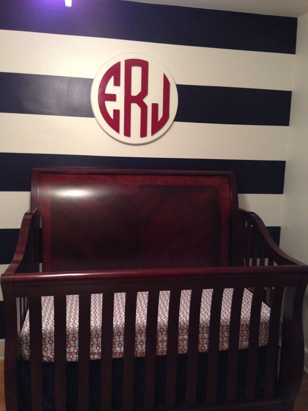 3D Round Circle Monogram Letters for Boy Mounted Painted - Etsy