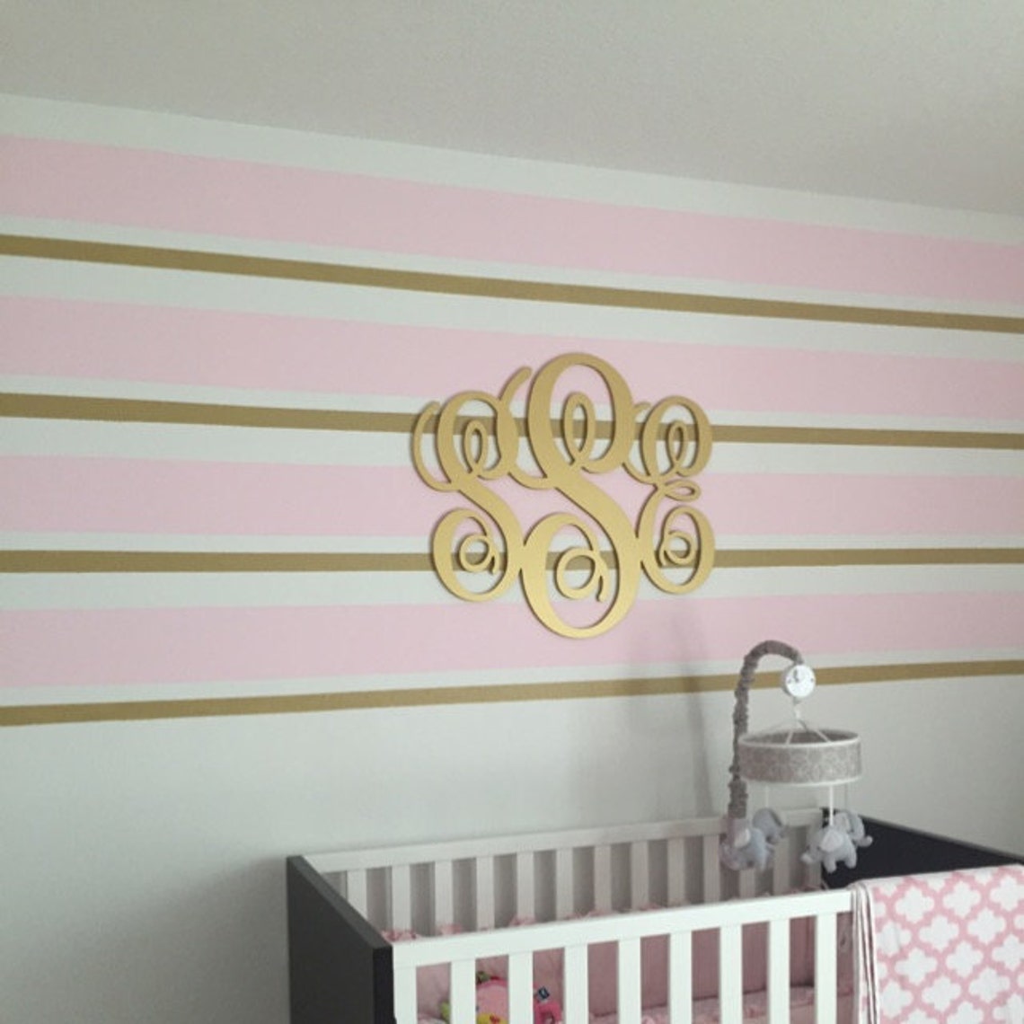 Wood Monogram Wall Decor GOLD Painted Monogram Home Nursery | Etsy