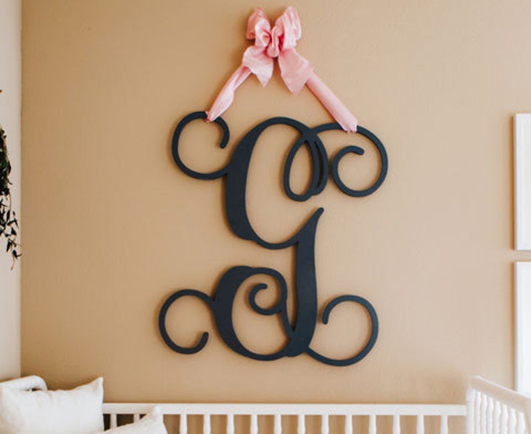 Wooden Initials - Monogram Initials - Door Hanger - Nursery Decor ...