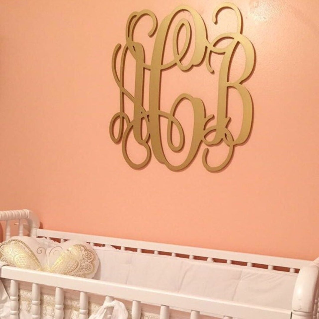 Gold Wooden Monogram - Wall Hanging Letters - Monogram Door Hanger ...