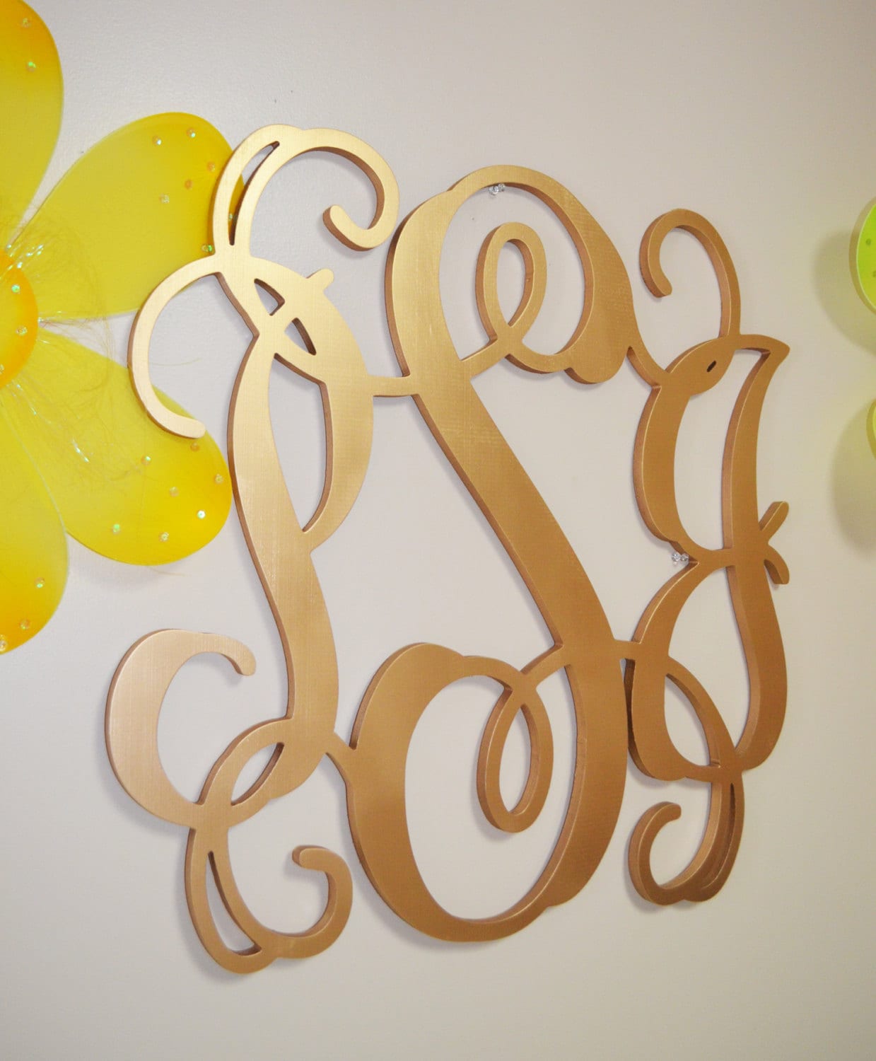 Gold Monogram - Wall Hanging - Wall Letters - Custom Painted Monogram ...