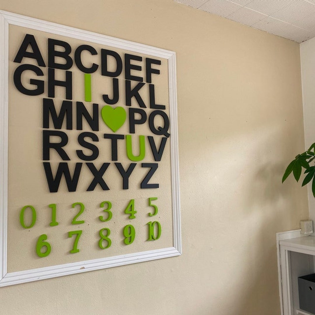 Nursery Alphabet Letters and Numbers for Wall Wooden Alphabet Set ...