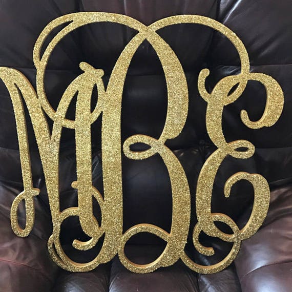 Glitter Wood Monogram Personalized Monogram Wooden Wall - Etsy