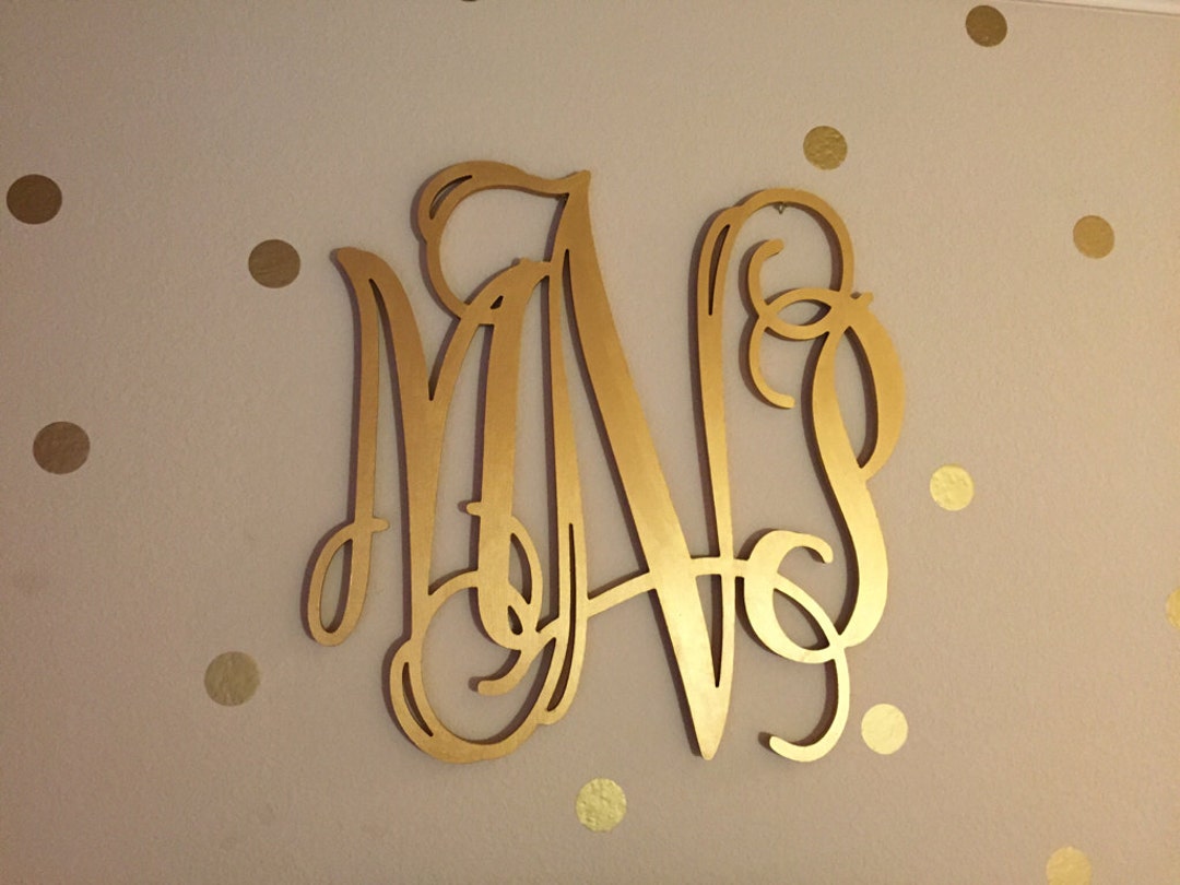 Gold Wooden Monogram - Wall Hanging Letters - Monogram Door Hanger ...