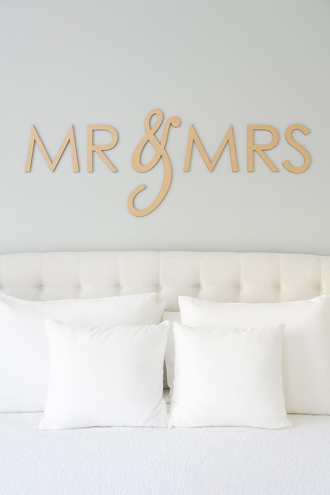 Large Wood Elegant Mr & Mrs Wall Sign Above Bed Decor - Home Decor ...