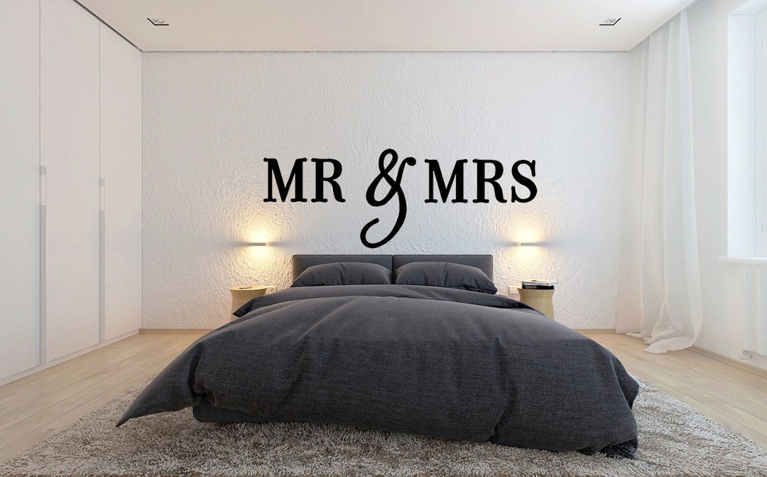 Large Wood Mr & Mrs Wall Sign Above Bed Room Decor - Home Decor Bedroom ...