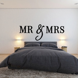 Large Wood Mr & Mrs Wall Sign Above Bed Room Decor - Home Decor Bedroom ...
