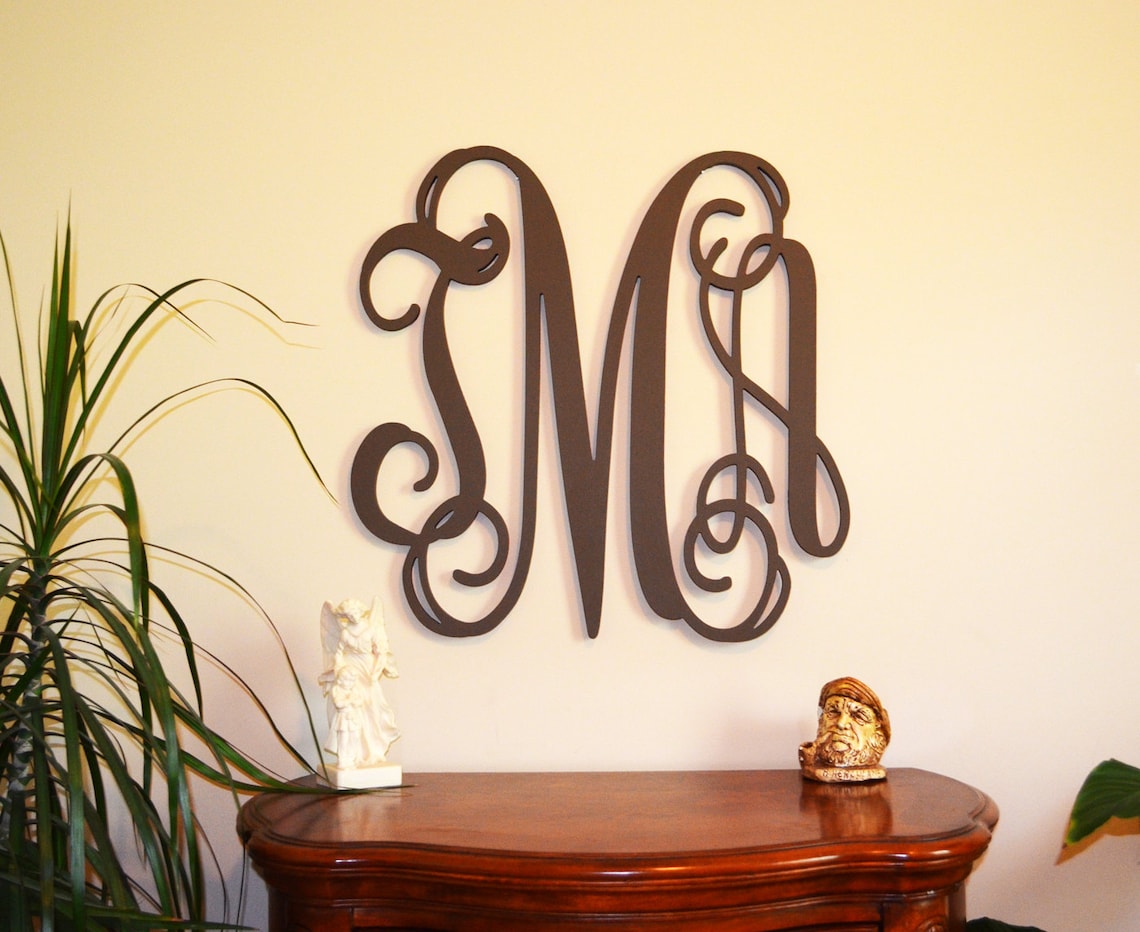 24 inch PAINTED Wooden Monogram Letters wood monogram guest | Etsy