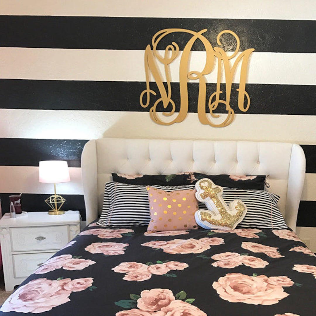 Gold Monogram - Wall Hanging - Wall Letters - Custom Painted Monogram ...